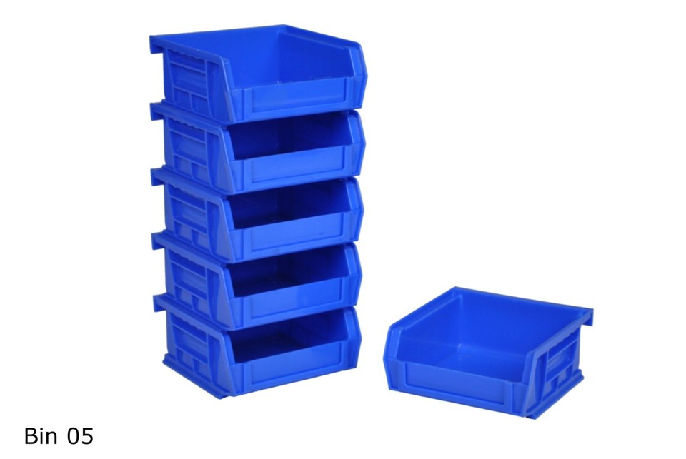 Rhino Tuff Plastic Parts Bins - Blue Red or Yellow Garage Shelving ...