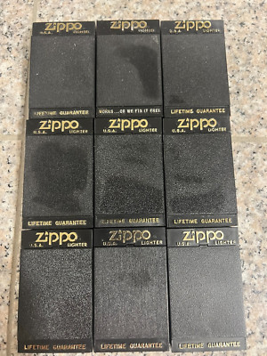 LOT OF 9 TOTAL EMPTY ZIPPO LIGHTER BLACK PLASTIC DISPLAY CASES ONLY ...