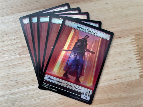 5x x5 MTG Human Soldier / Dinosaur Bird Token IKO FOIL 005/013 & 008/ ...
