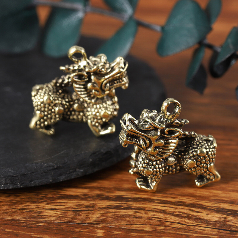Imitation Brass Kirin Divine Beast Dragon Pendant Bag Accessries GifAW ...