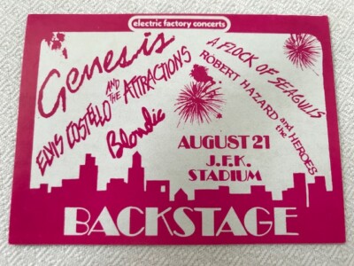 Genesis -Elvis Costello -Blondie -backstage pass-JFK Stadium-PHL-8/21 ...
