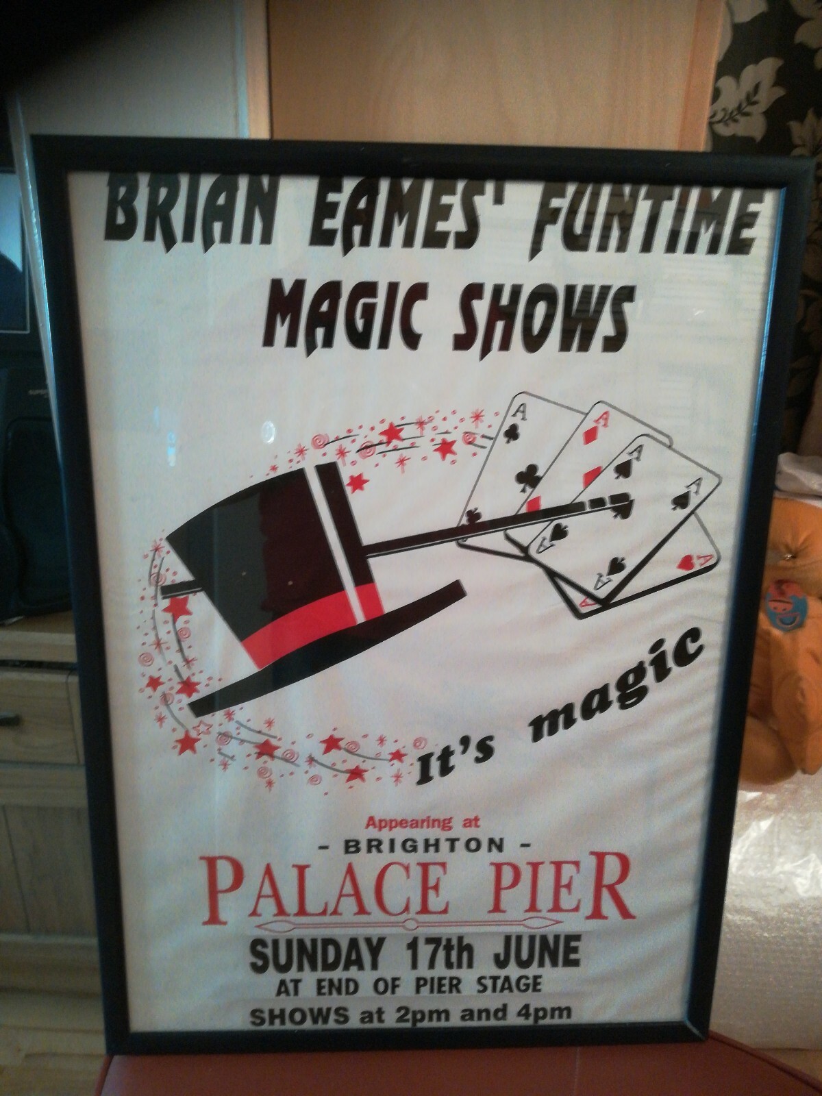 ORIGINAL VINTAGE 1990 Framed POSTER Brighton Pier Brian Eames Magic ...