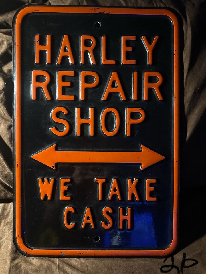 Harley Davidson Motorcycle Repair Shop “We Take Cash” Sign HEAVY DUTY ...