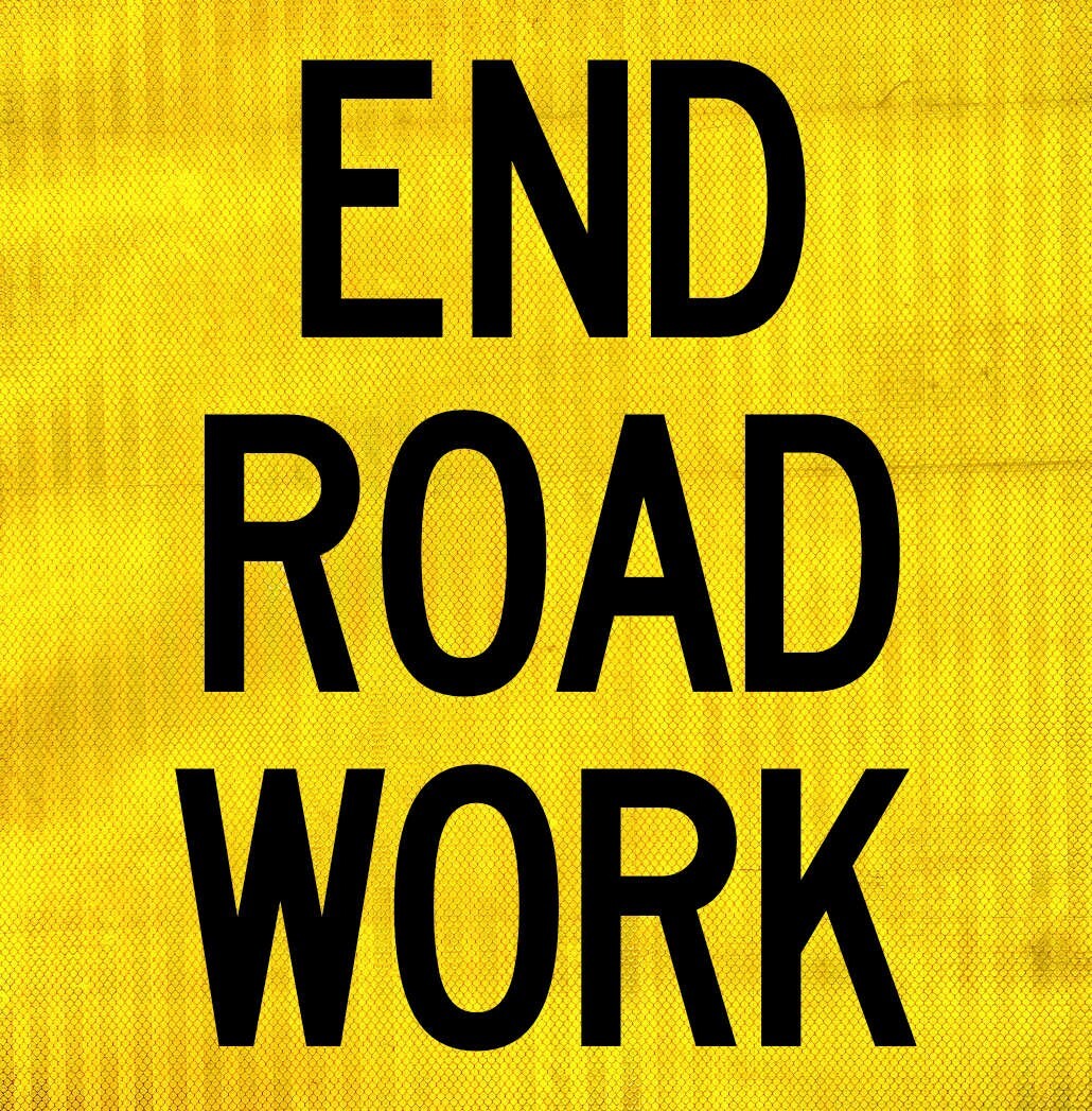 END ROAD WORK SIGN TM2-V17 Corflute 600x600mm Class 1 Reflective | eBay