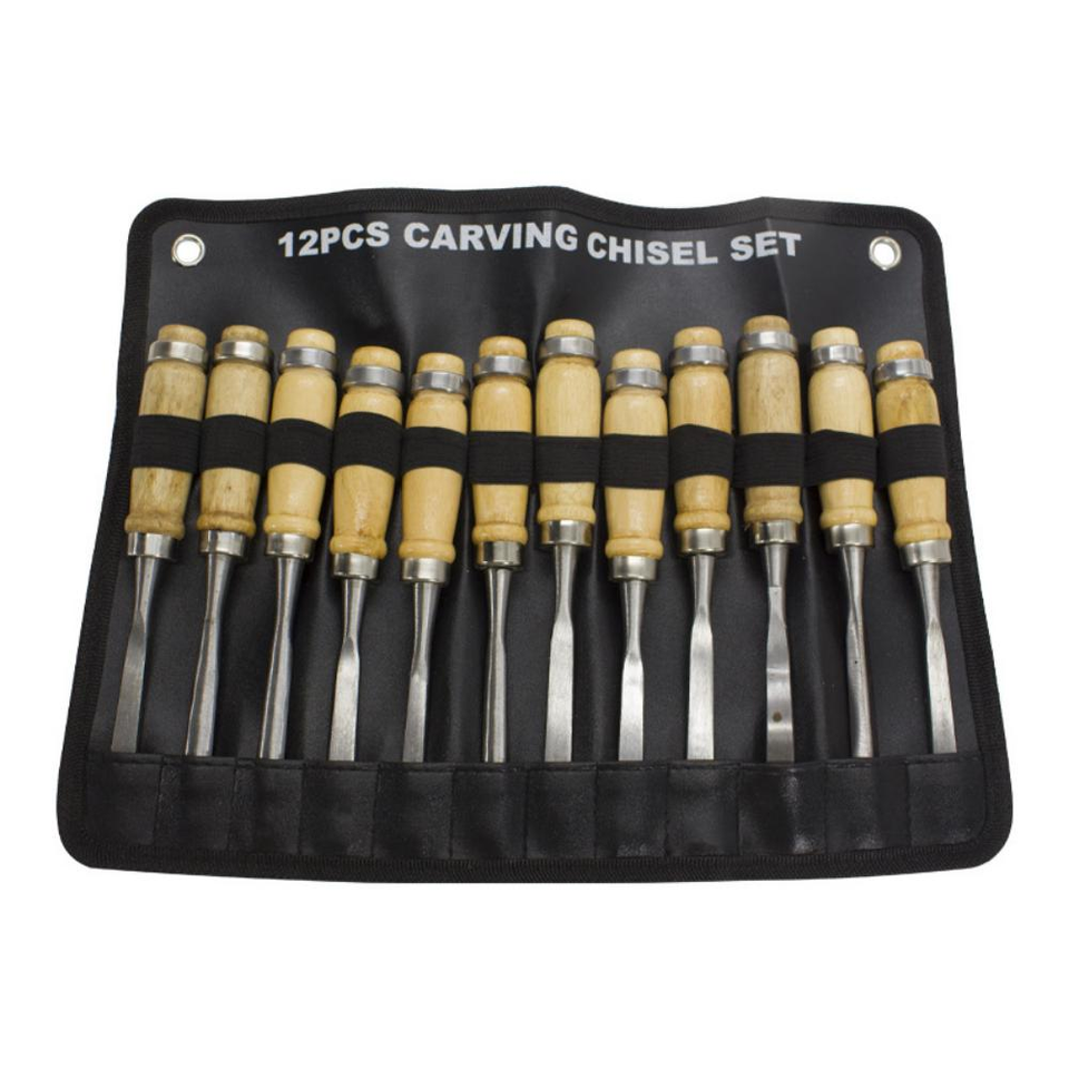 12 Piece Wood Carving Hand Chisel Tool Set Professional Woodworking Gouges Steel | eBay