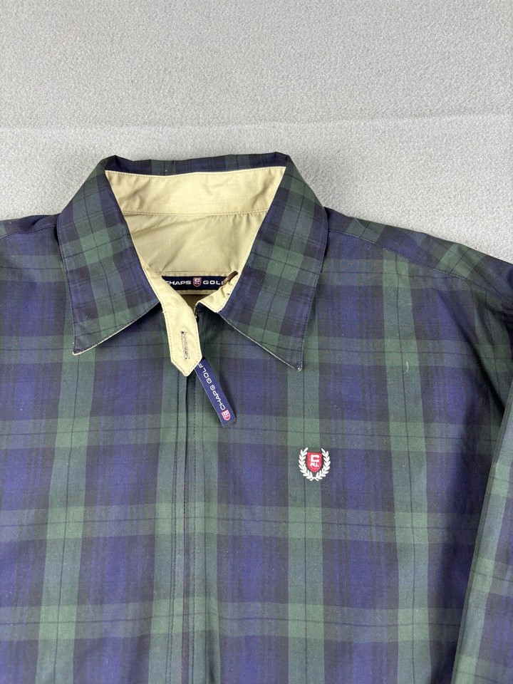 Vintage Chaps Ralph Lauren Jacket Men’s Medium Plaid Reversible Golf Bi ...