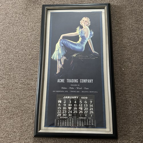 Vintage Pinup Girl Calendar Acme Trading Company Hides Pelts Wool Furs ...