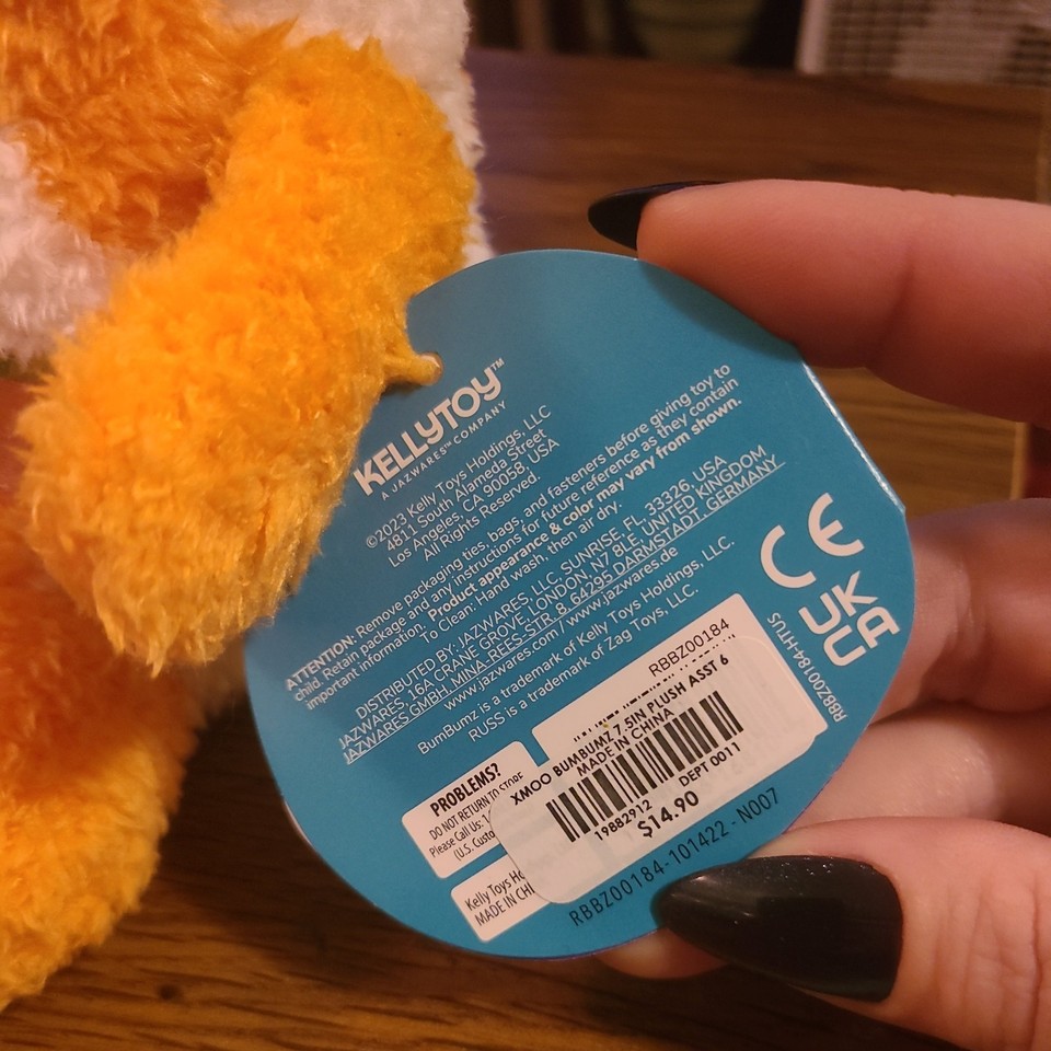 Palmer the Peach Milk Carton Moo Bum Bumz plush MooBumz Cow Milk NWT 7. ...