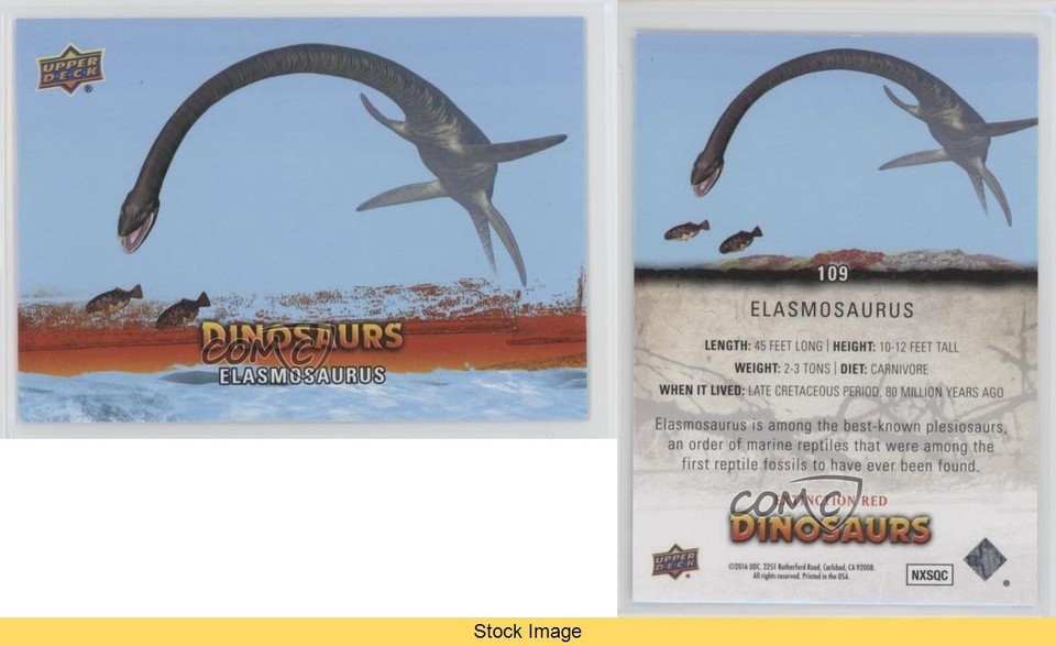 2015 Upper Deck Dinosaurs Sea Creatures SP Extinction Red Elasmosaurus ...