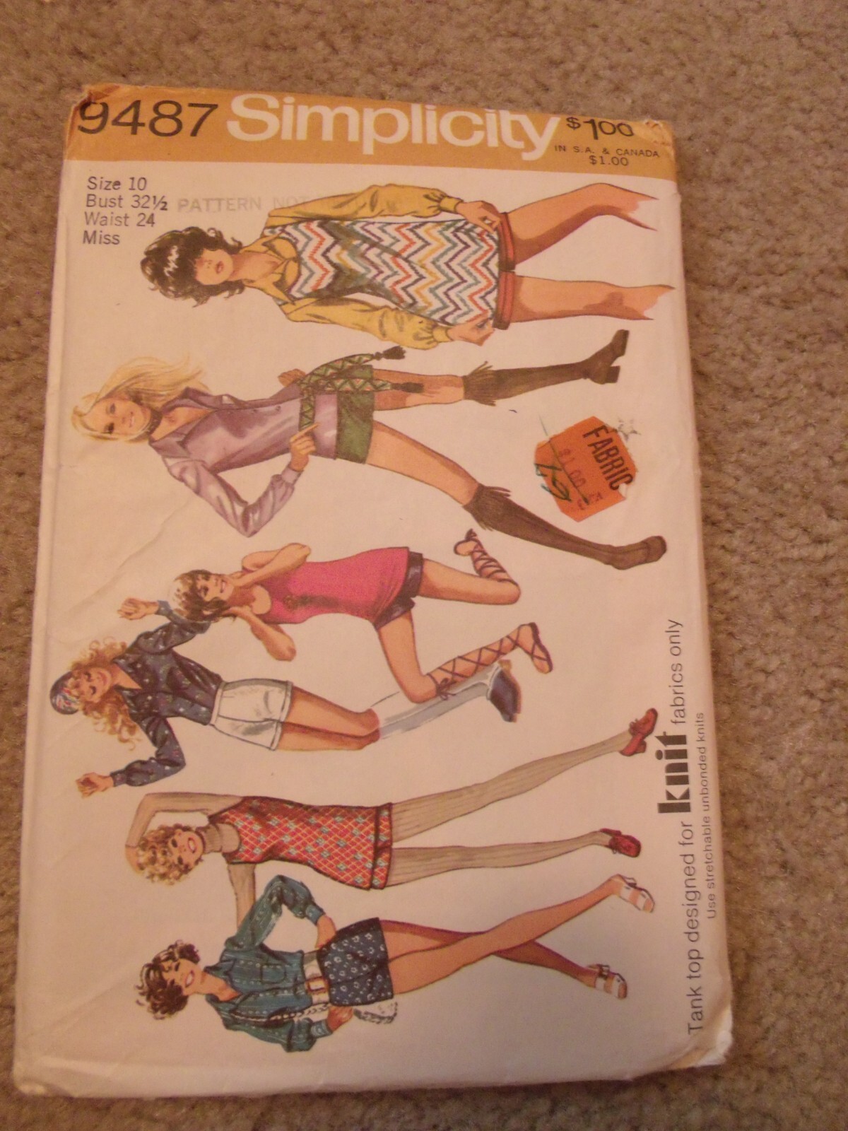VINTAGE SEWING PATTERN SIMPLICITY 9484 MISSES WOMEN SIZE 10 PANTS ...