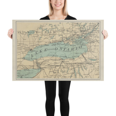 Old Lake Ontario Lighthouses Map (1898) Nautical Great Lakes Chart ...