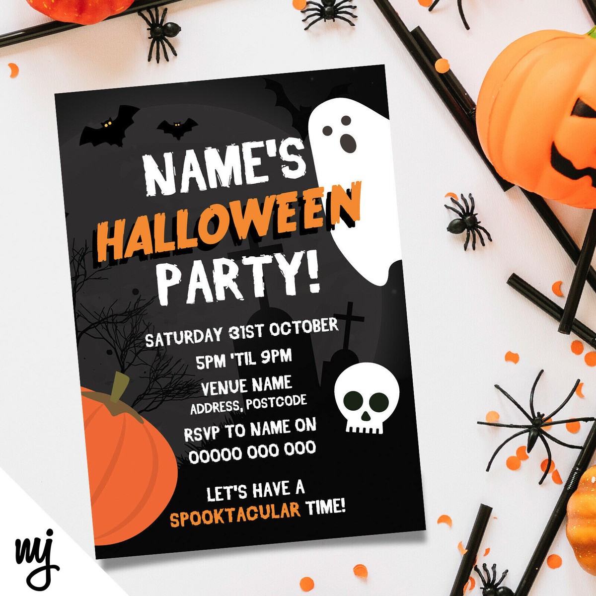 Scary Halloween Birthday Party Invitations EDITABLE Boos & Booze