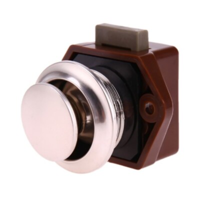 NICKEL PUSH BUTTON DOOR LOCK CATCH 18MM 19MM handle drawer caravan ...