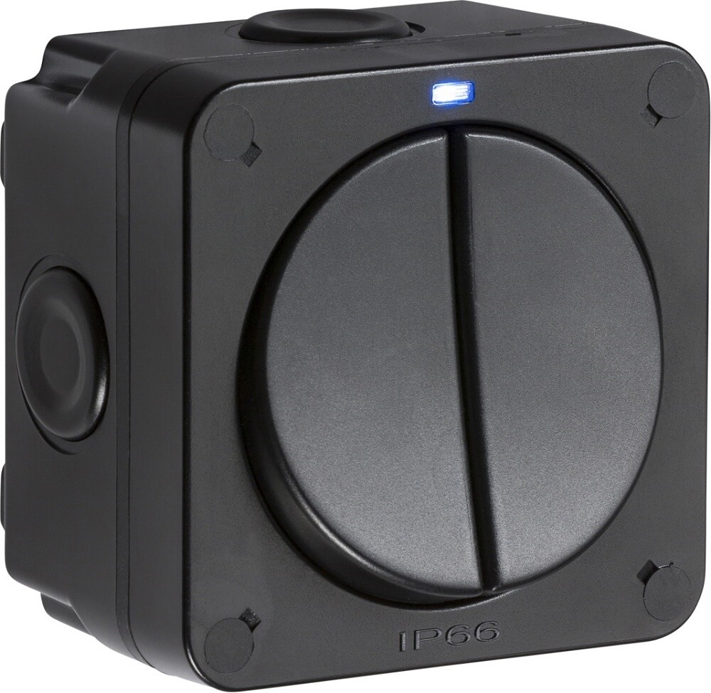 Waterproof Black IP66 Outdoor Weatherproof Garden 2 Gang 20A Double ...