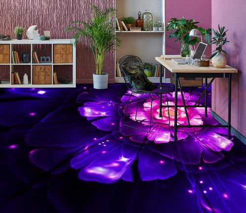 3D Purple Flowers O3399 Floor WallPaper Murals Wall Print Decal 5D Romy ...