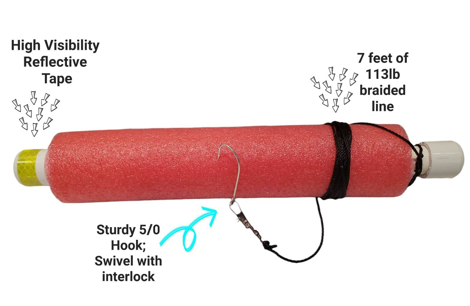 Catfish Jugline Noodle Fishing kayaking Jugs RED lot of 6 2.5in X 13in ...