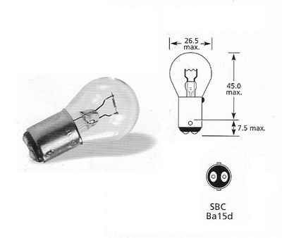 6 volt 21 watt SBC Ba15d classic car indicator brake lamp bulb 319 (Box ...