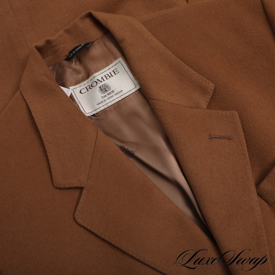 #1 MENSWEAR Crombie Made in England 100% Cashmere Camel Tan Long Top ...