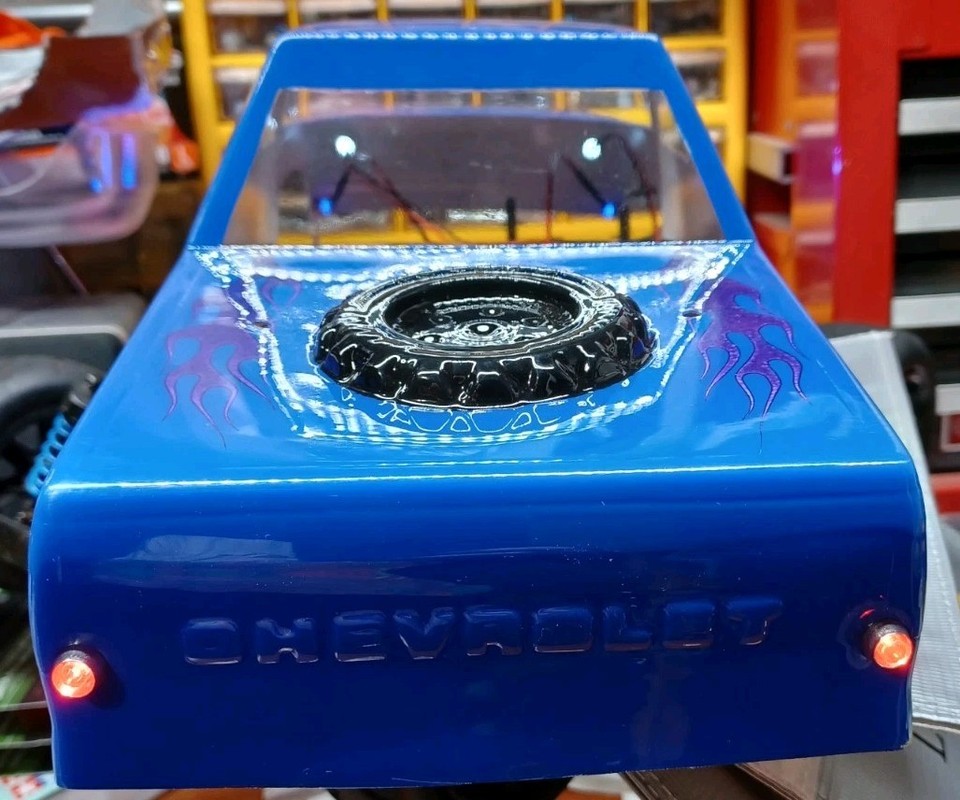 1/10 Scale Painted With Flames RC Chevy Truck Body Shell With LED ...