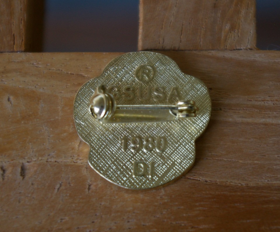 Green 1980 Girl Scouts GSUSA 1980 C Metal & Enamel Lapel Pin Pinback ...