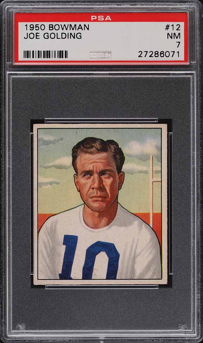 1950 Bowman FB Card # 12 Joe Golding New York Yanks ROOKIE RC PSA 7 ...