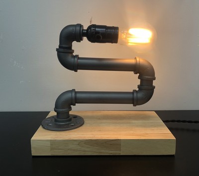 UNIQUE Industrial Style Metal Pipe Table Lamp Steampunk Pipe Desk ...