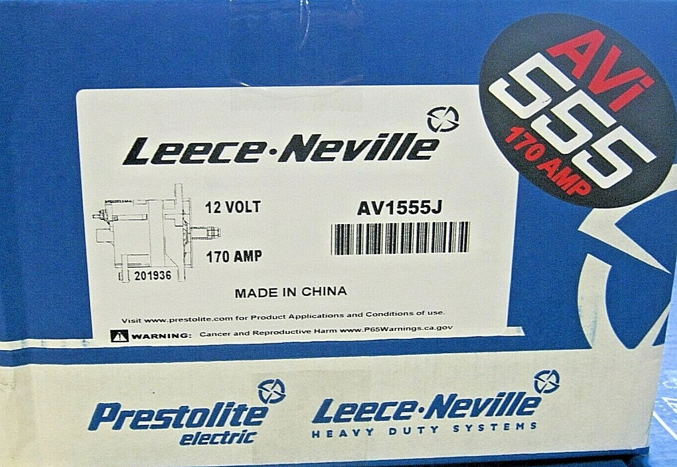 Leece-Neville 170A 12V J Mount Alternator AV1555J *NEW OVERSTOCK ...