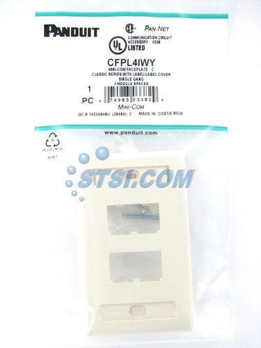 Panduit CFPL4IWY 4-Port Mini-Com Faceplate, Labeled Series, Off-White ...