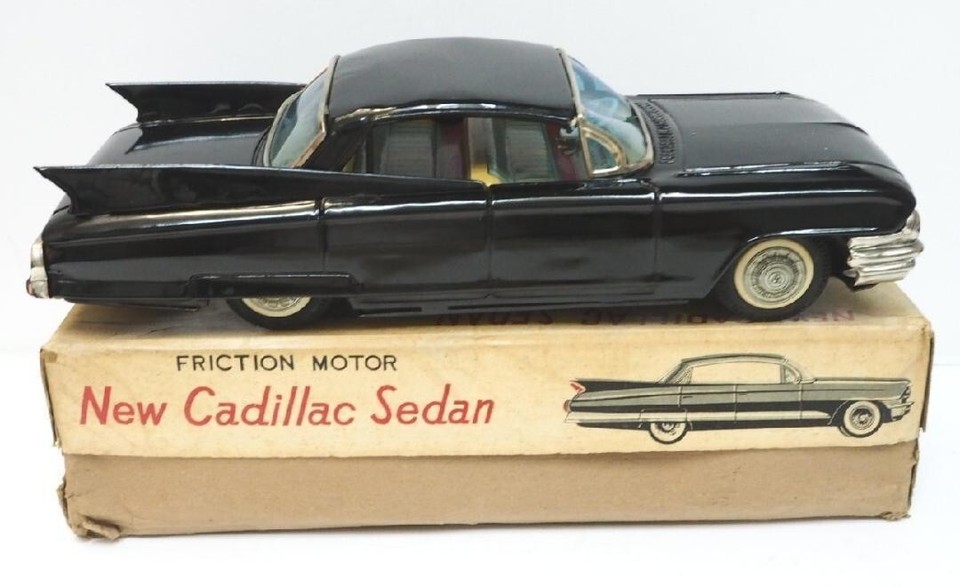 Marusan Tin Toy Car - Black Cadillac New Sedan Original Vintage Made in ...