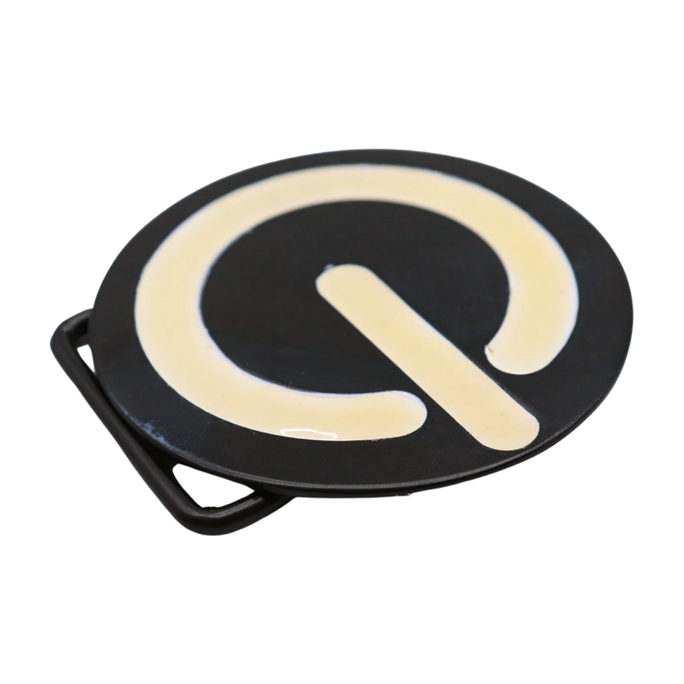 New Men Women Teen Belt Buckle Emoji Black Metal Power Button On Off ...