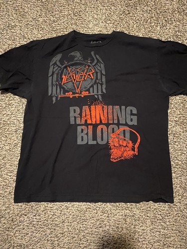 Slayer Raining Blood Raised Big Print Black T Shirt Large Death Skull ...