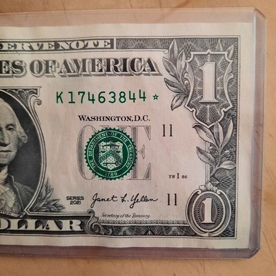 2021 $1 dollar Star note, K17463844*, Stuck Digits, Dallas District, | eBay