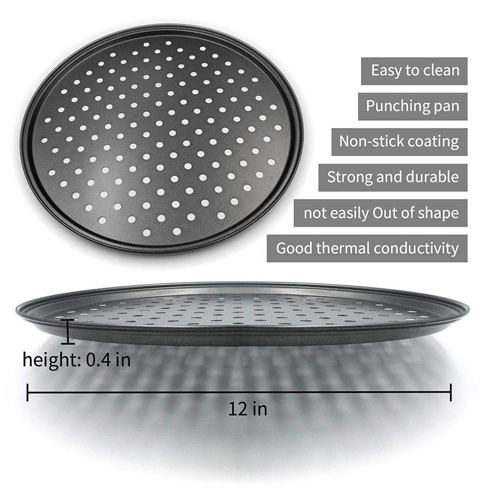 Pizza Baking Tray, 12 Inch Round Pizza Pan With Holes for Oven, Home ...