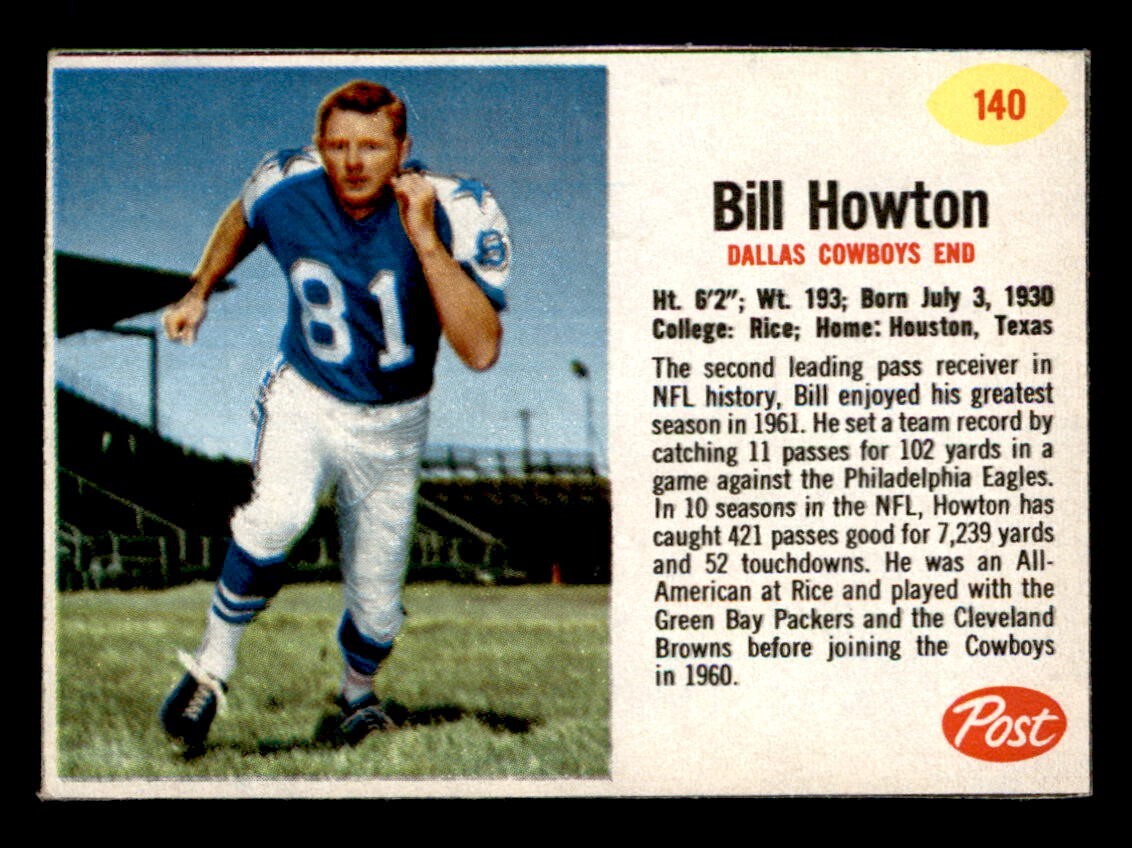 1962 Post Football #140 Billy Howton EX | eBay