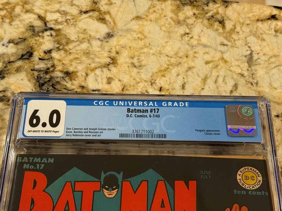Batman #17 1943 DC Comics CGC 6.0 High End Iconic American Eagle WW2 ...