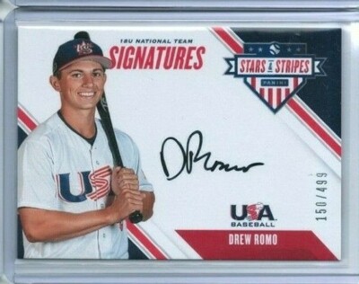 2020 Stars and Stripes DREW ROMO /499 On Card Auto 18U Signatures USA ...