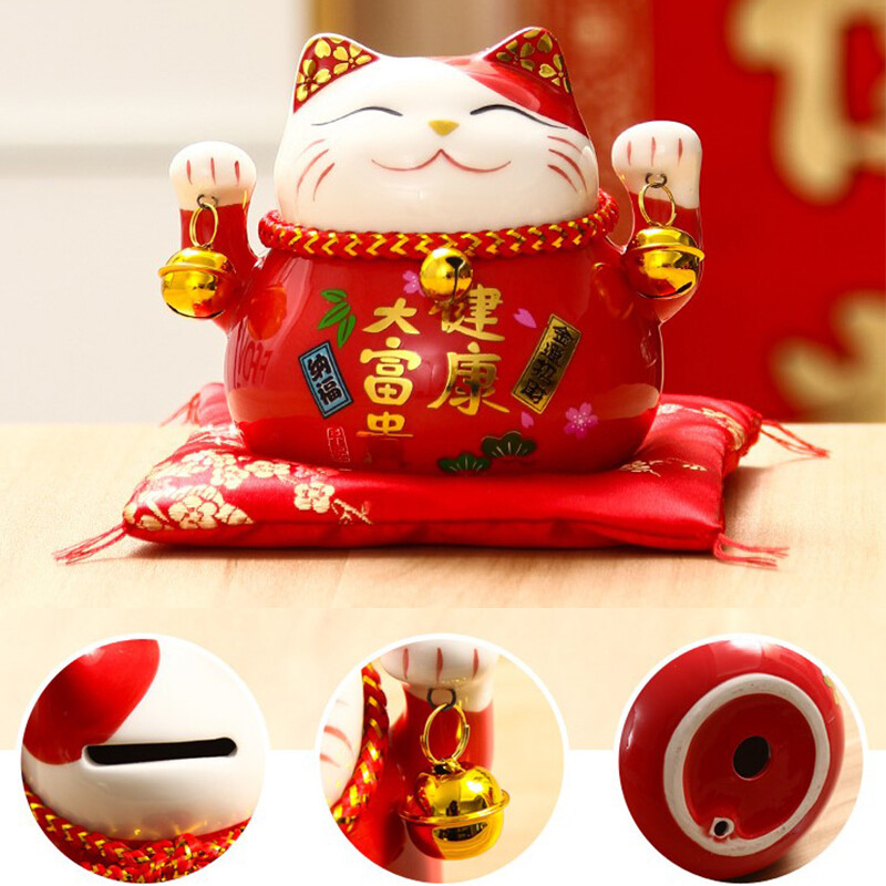 Ceramic Lucky Cat Maneki Neko Business Gifts Fortune Cat Money Feng ...