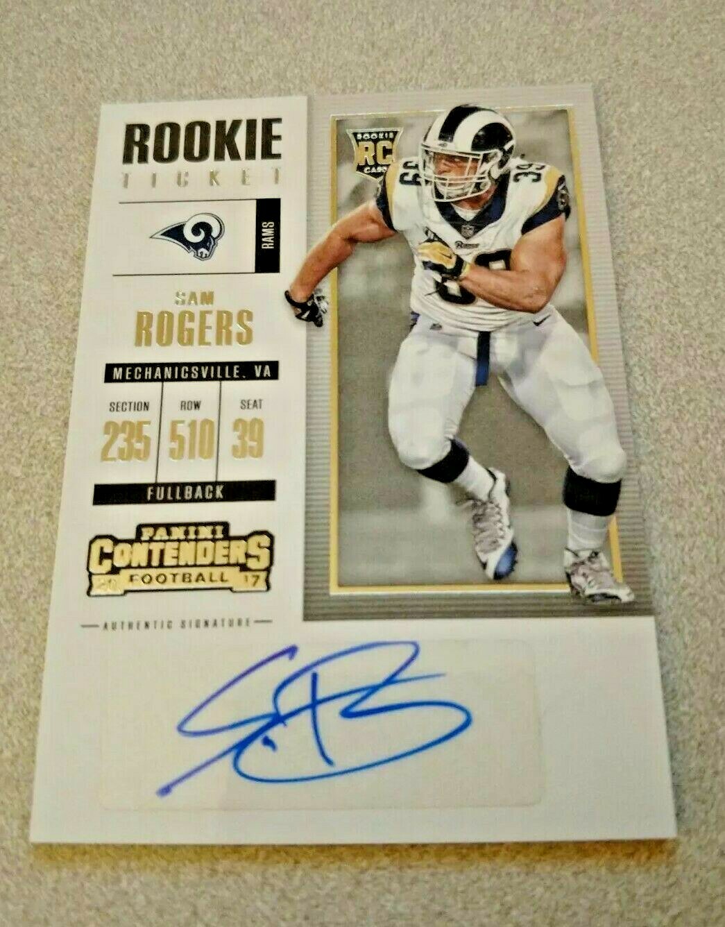 2017 Panini Contenders Autograph Rookie #216 Sam Rogers Rams | eBay
