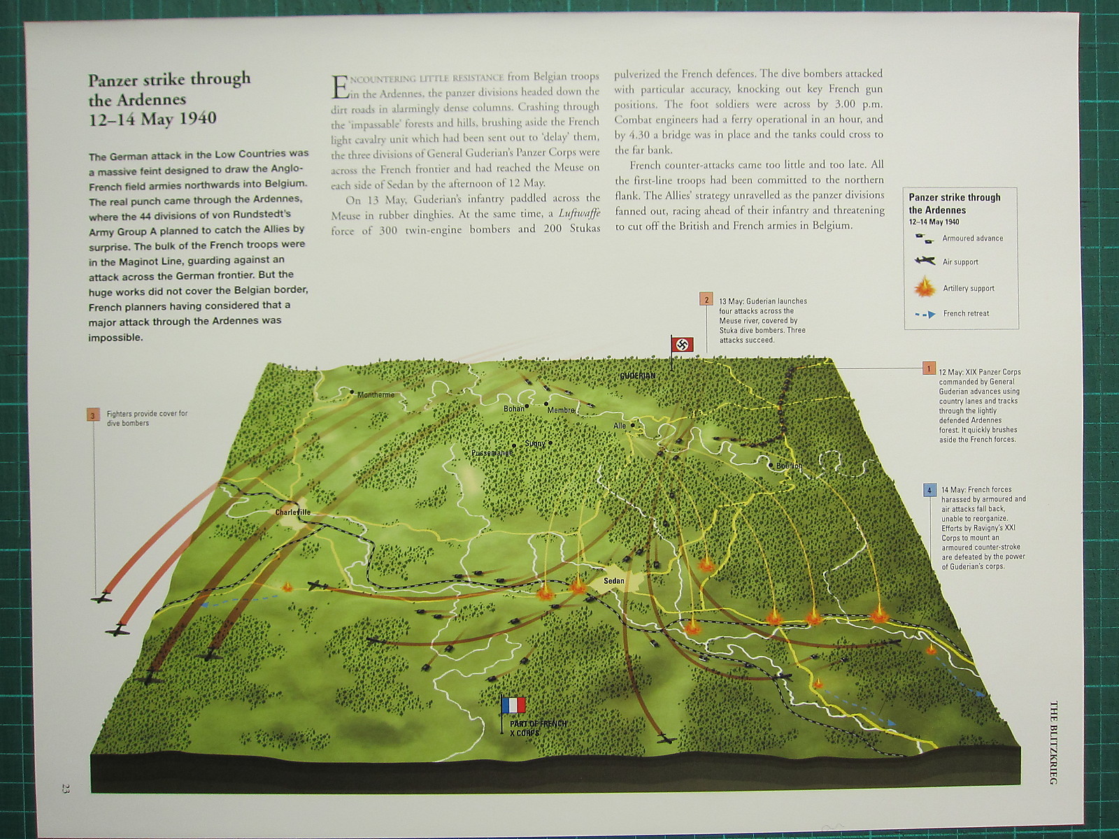 WW2 WWII MAP ~ BATTLE PLAN PANZER STRIKE ARDENNES 12-14 MAY 1940 GERMAN ...