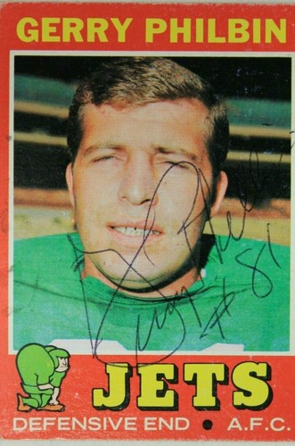 Gerry Philbin New York Jets Buffalo Signed 1971 Topps #98 Autographed ...