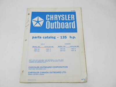 OB1885 Outboard Parts Catalog for Chrysler 135 HP 1974 1356 HA 1357HA ...