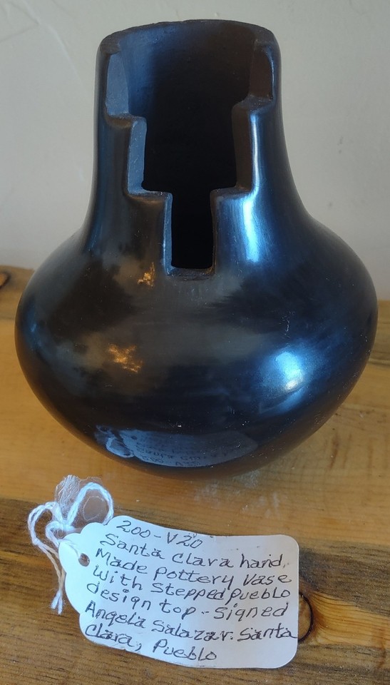 Angela Salazar Santa Clara Native American Pueblo Pottery Vase Signed 5 ...