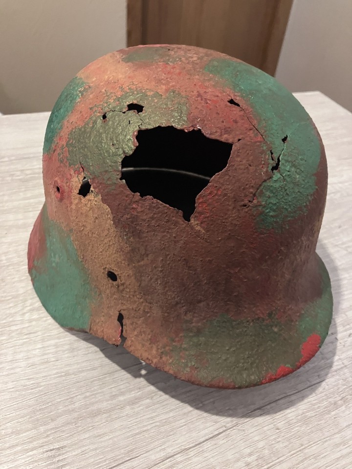German WW2 Camouflage Helmet Rough Texture Original | eBay