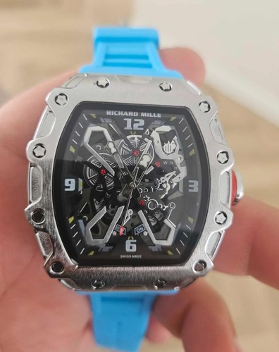 Richard Mille RM SILVER Watch blue silicon strap No box | eBay