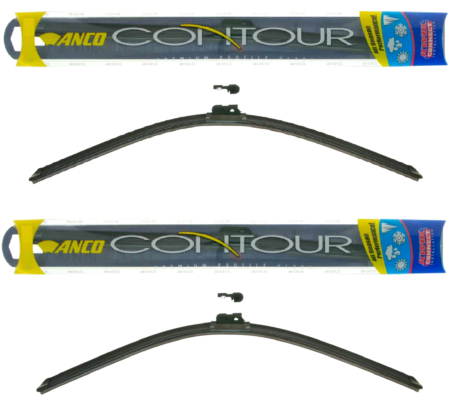 PAIR Windshield Wiper Blades Frameless fits 9x3,9x4 J-Hook ANCO CONTOUR ...