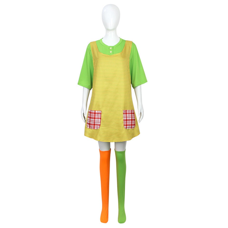 Longstocking Pippi Cosplay Costume Dress Apron Pantyhose Dress Outfit ...