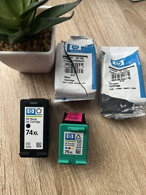 GENUINE NEW HP 74XL 75XL (CB336WN/CB338WN) Black Color Ink Cartridge ...