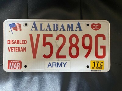 Alabama Disabled Veteran Army License Plate | eBay