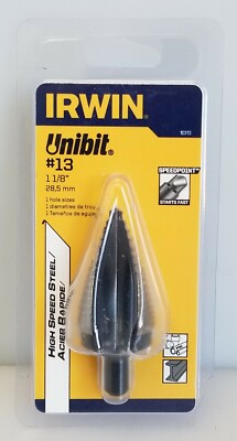 Irwin 10313 #13 Unibit Step Drill Bit, 1-1/8" 28.5mm, Speed Point HSS ...