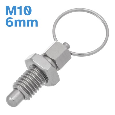 M10 x 6mm Retractable Indexing Spring Plunger Ball Head Stainless Steel ...